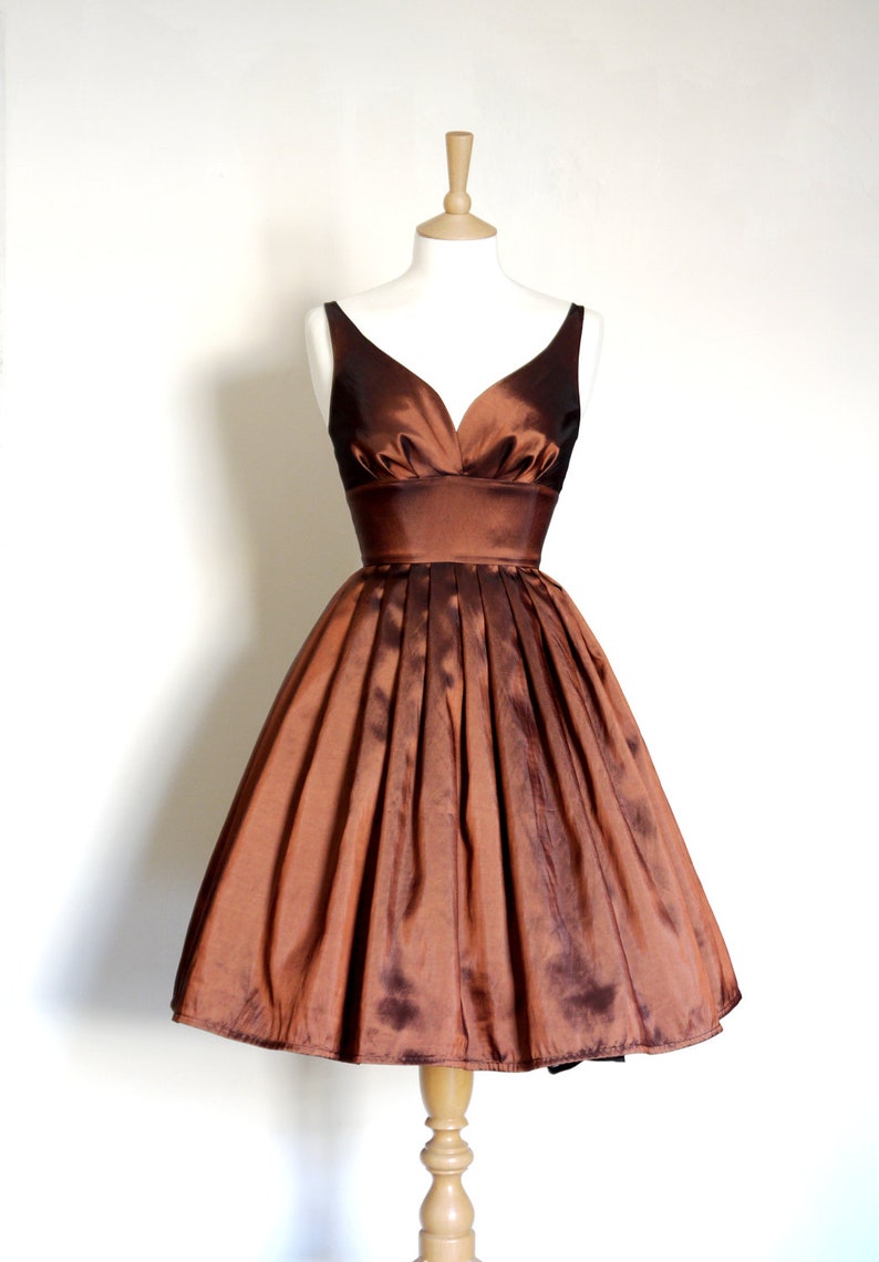 Copper Taffeta Sweetheart Prom Dress With Full Pleated Skirt on Luulla